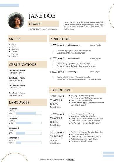 Theorist CV Template