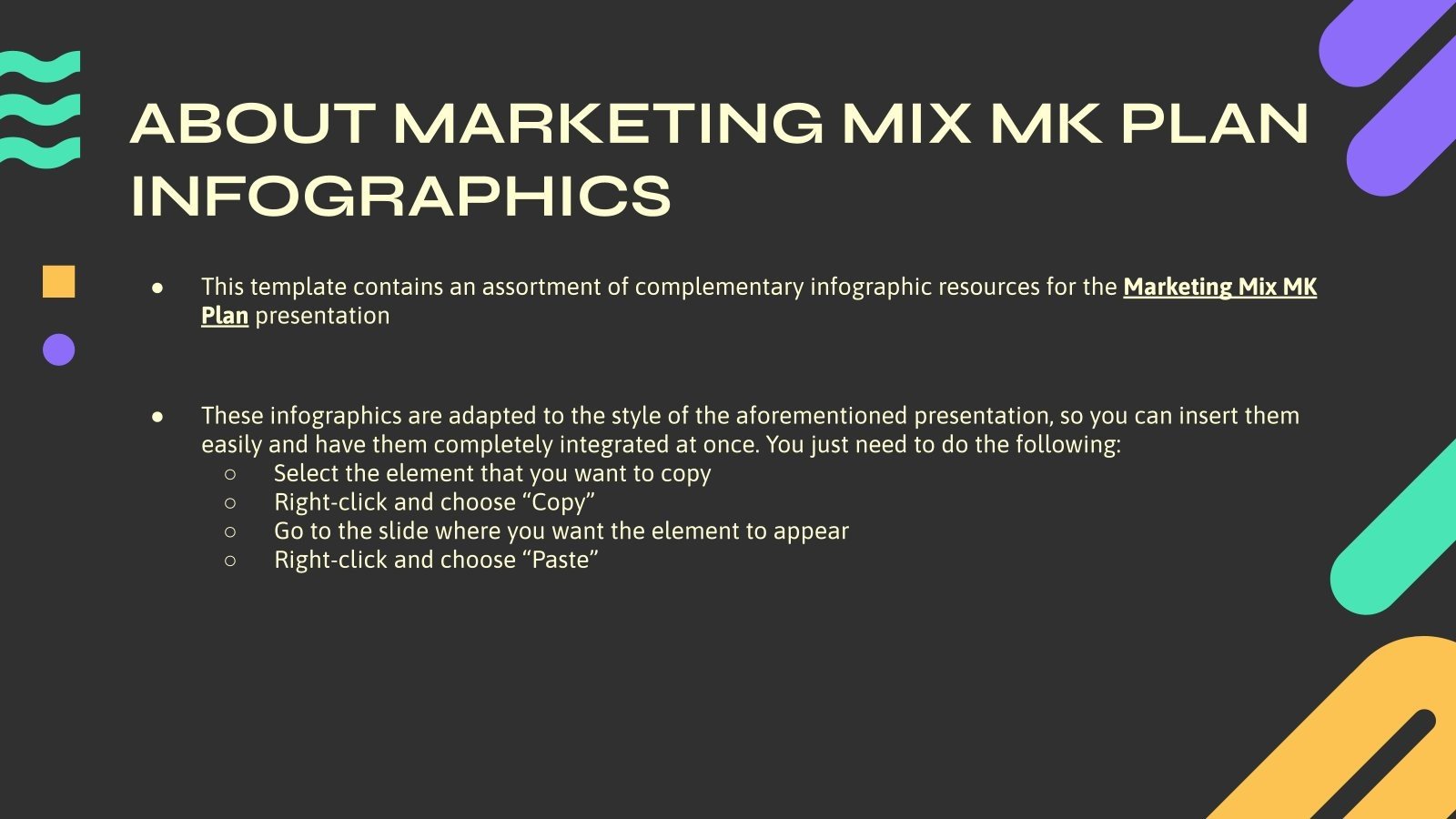 Marketing Mix MK Plan Infographics Template