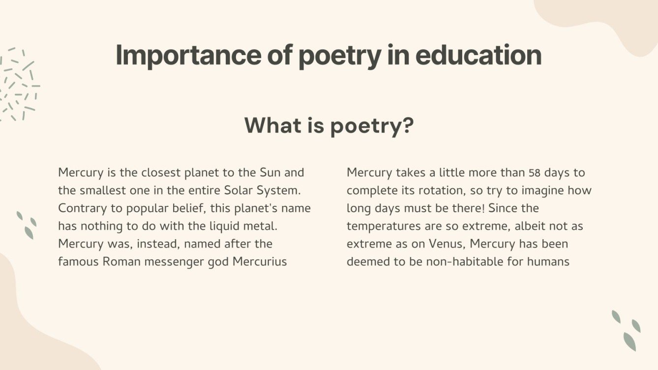 Poetry - Language Arts - 8th Grade Presentation