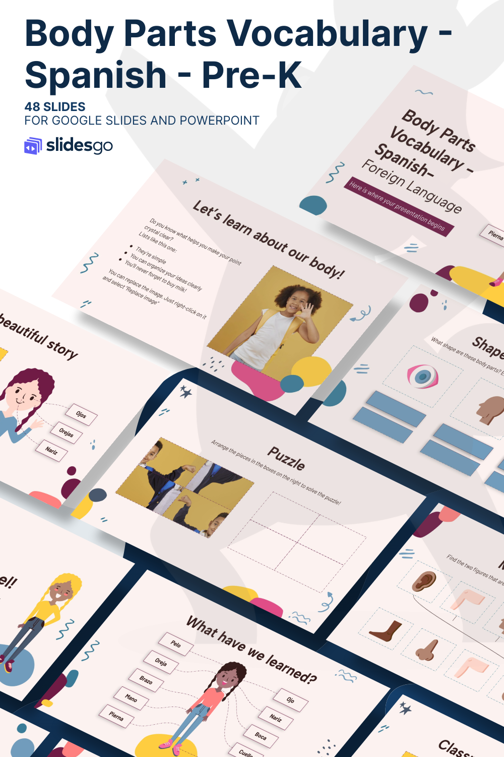 Body Parts Vocabulary - Spanish - Foreign Language - Pre-K