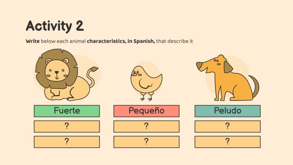 Animals and their Characteristics - Spanish - 1st Grade