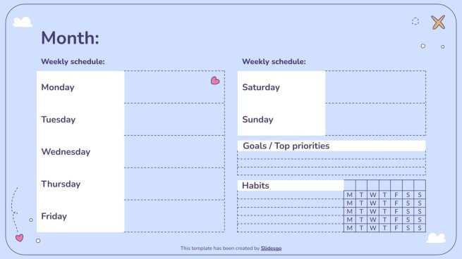 Middle School Weekly Student Planner Template