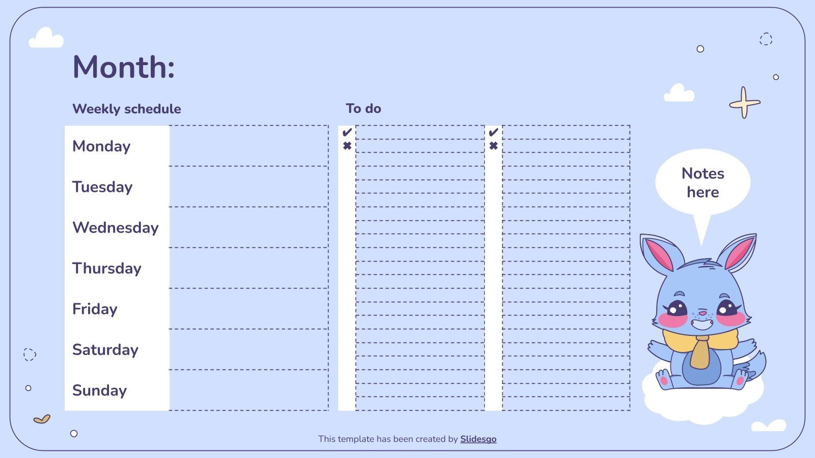 Middle School Weekly Student Planner Template