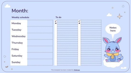 Middle School Weekly Student Planner Template
