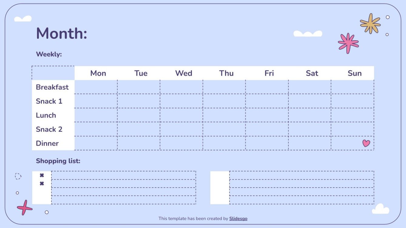 Middle School Weekly Student Planner Template