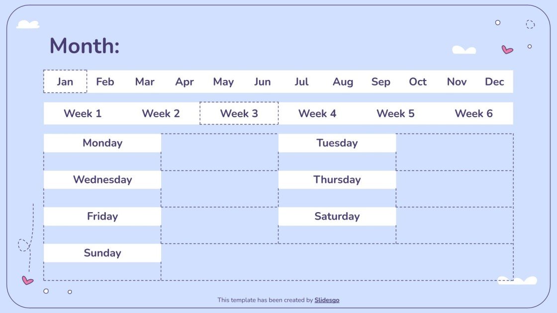 Middle School Weekly Student Planner Template