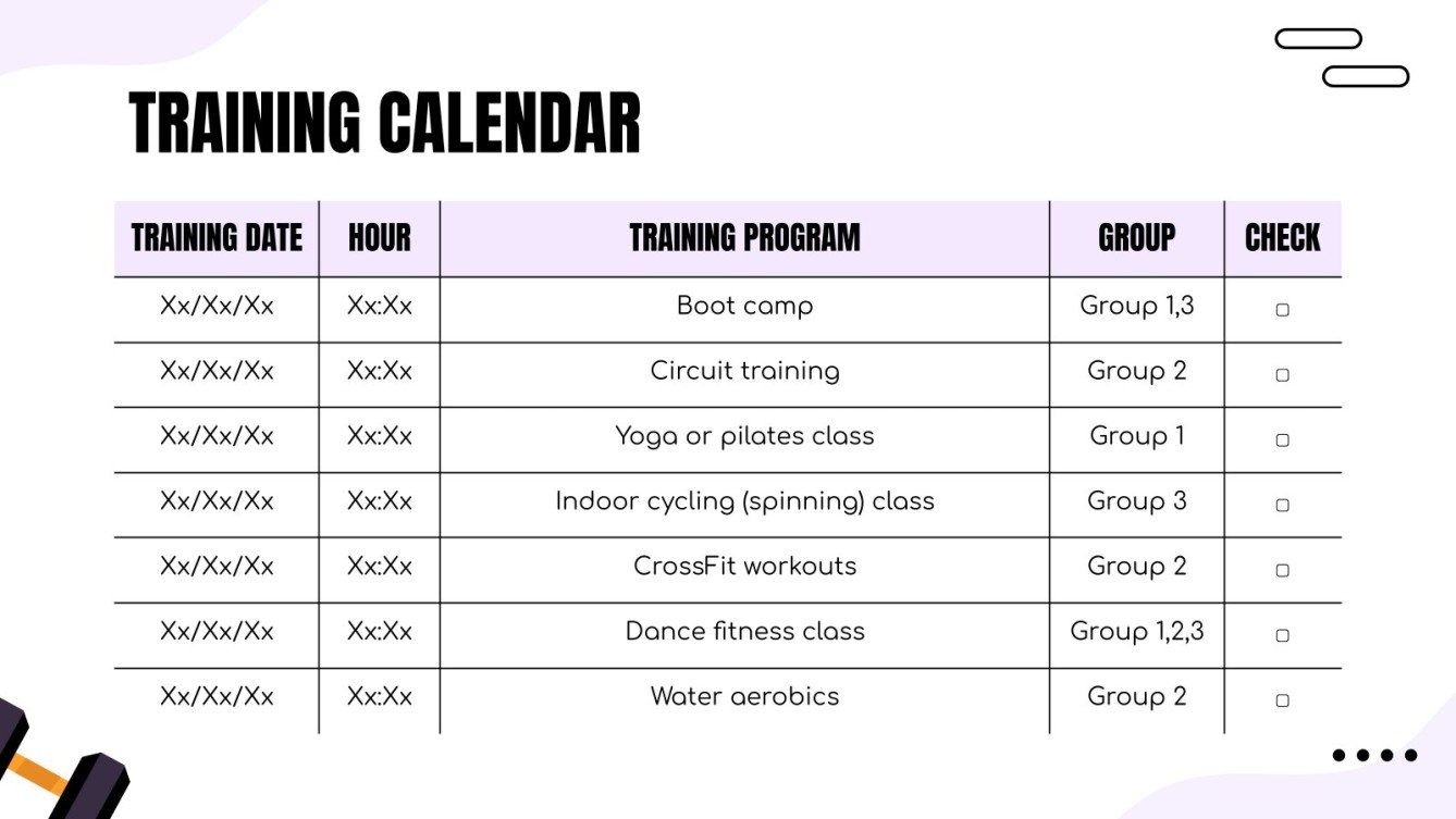 Training Calendar Presentation