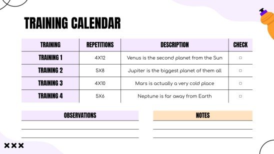 Training Calendar Presentation