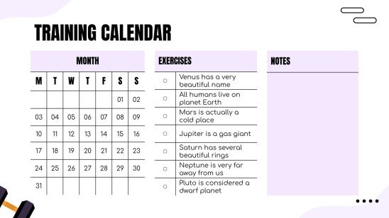 Training Calendar Presentation