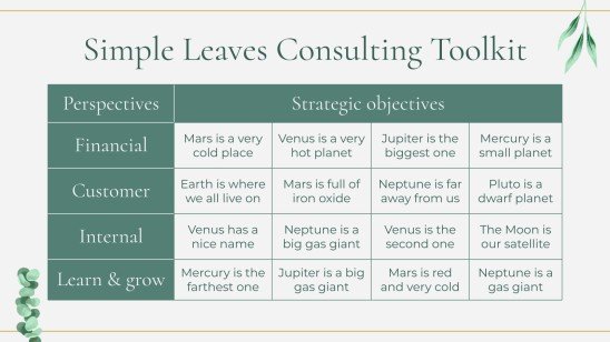 Simple Leaves Consulting Toolkit Infographics