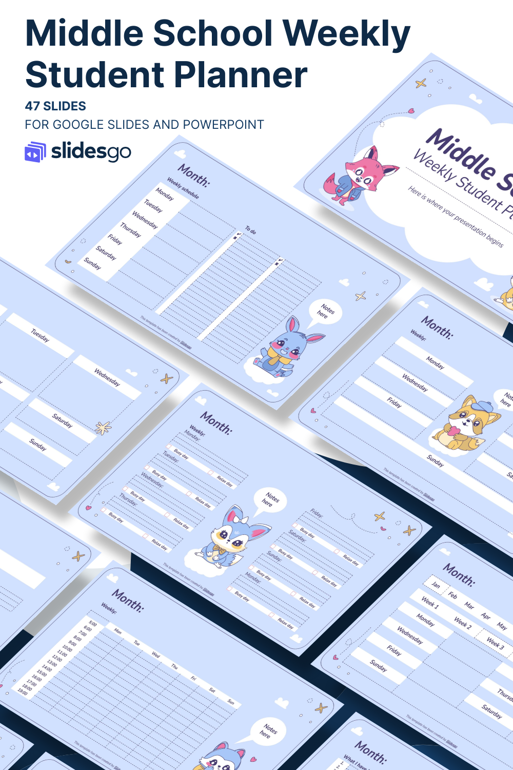 Middle School Weekly Student Planner Template