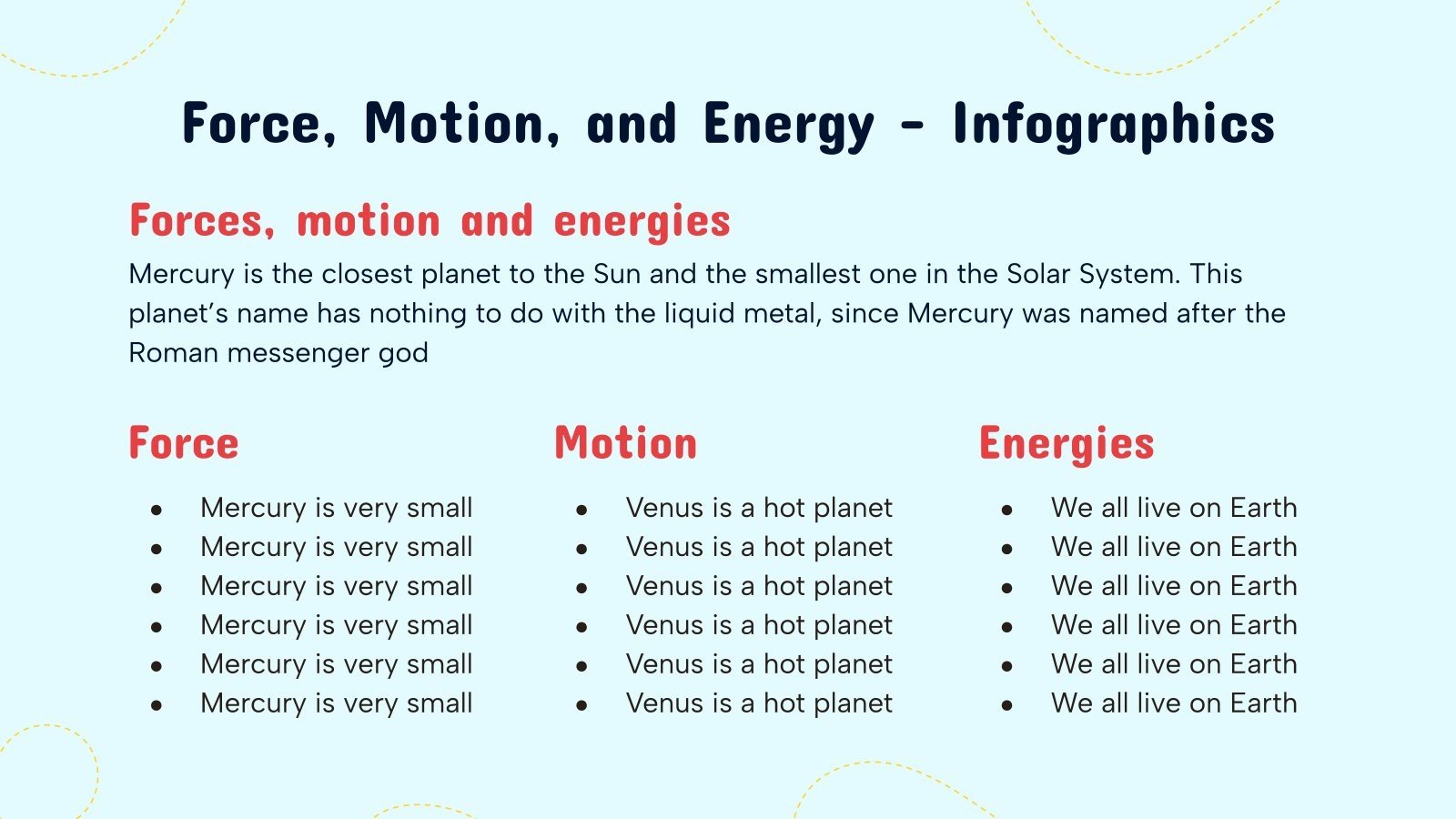Force, Motion, and Energy - 11th Grade Infographics