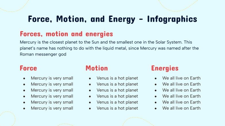 Force, Motion, and Energy - 11th Grade Infographics