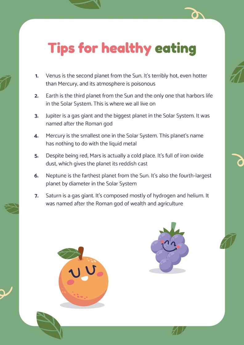 Printable Healthy Eating Activities | Google Slides & PPT