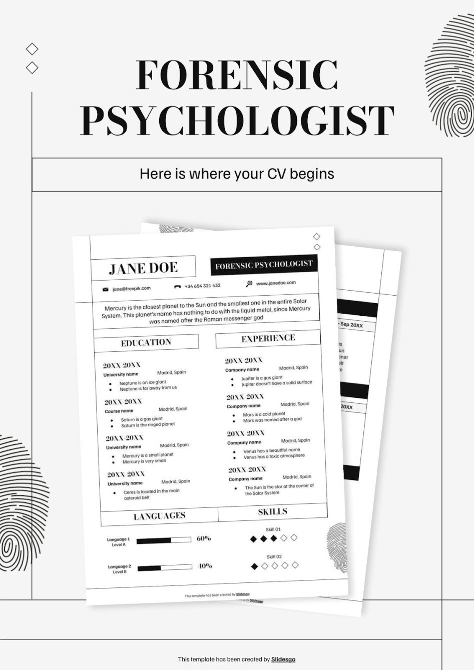 Forensic Psychologist Resume Presentation