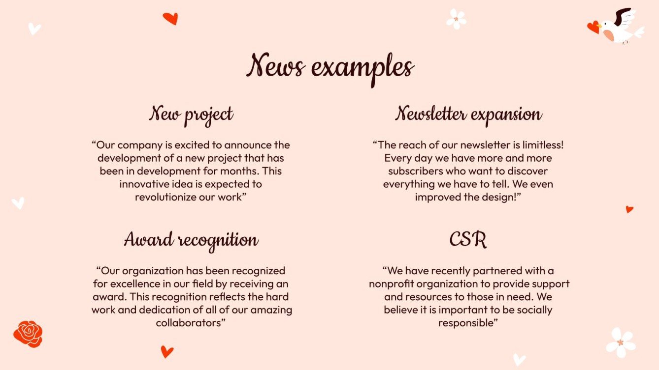 Love Messages for Valentine's Day Newsletter Presentation
