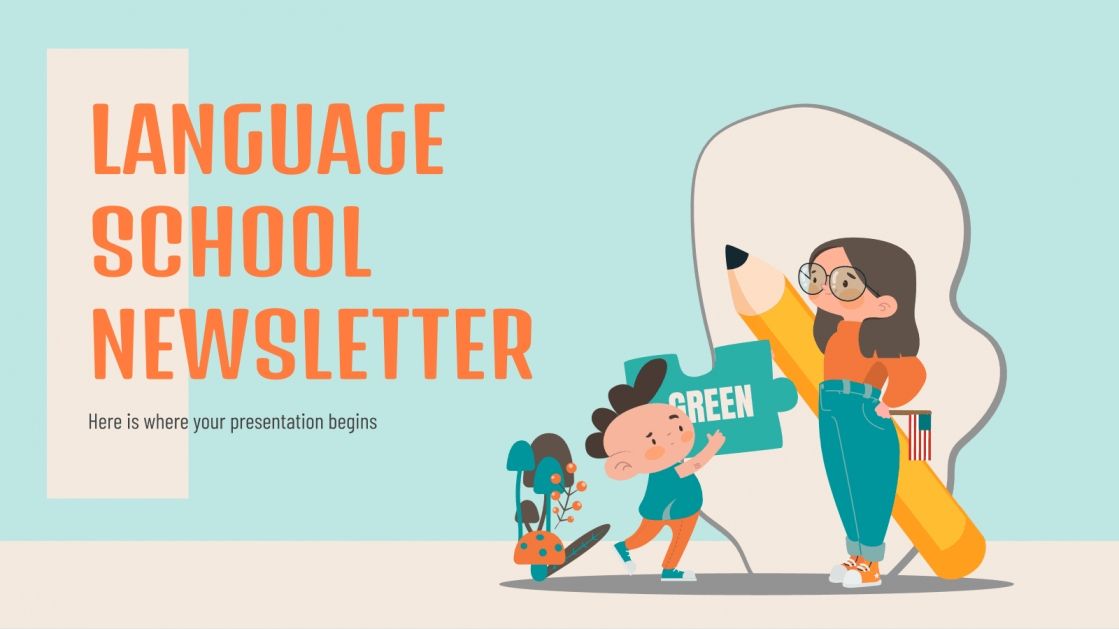 Language School Newsletter Google Slides and PowerPoint Template