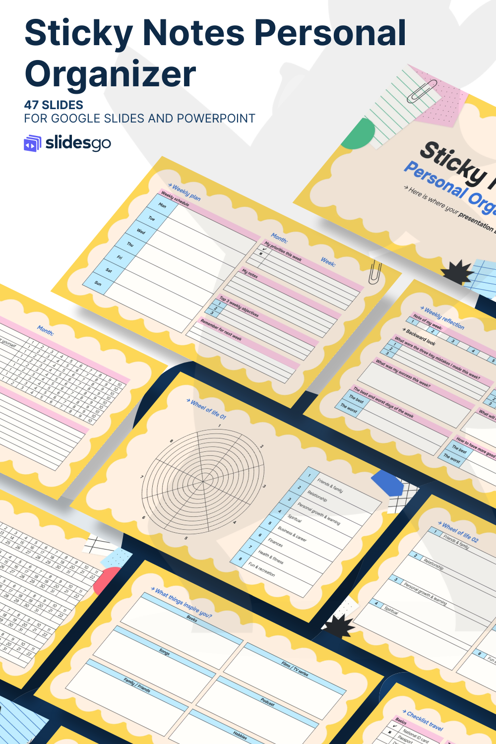 Sticky Notes Personal Organizer Template