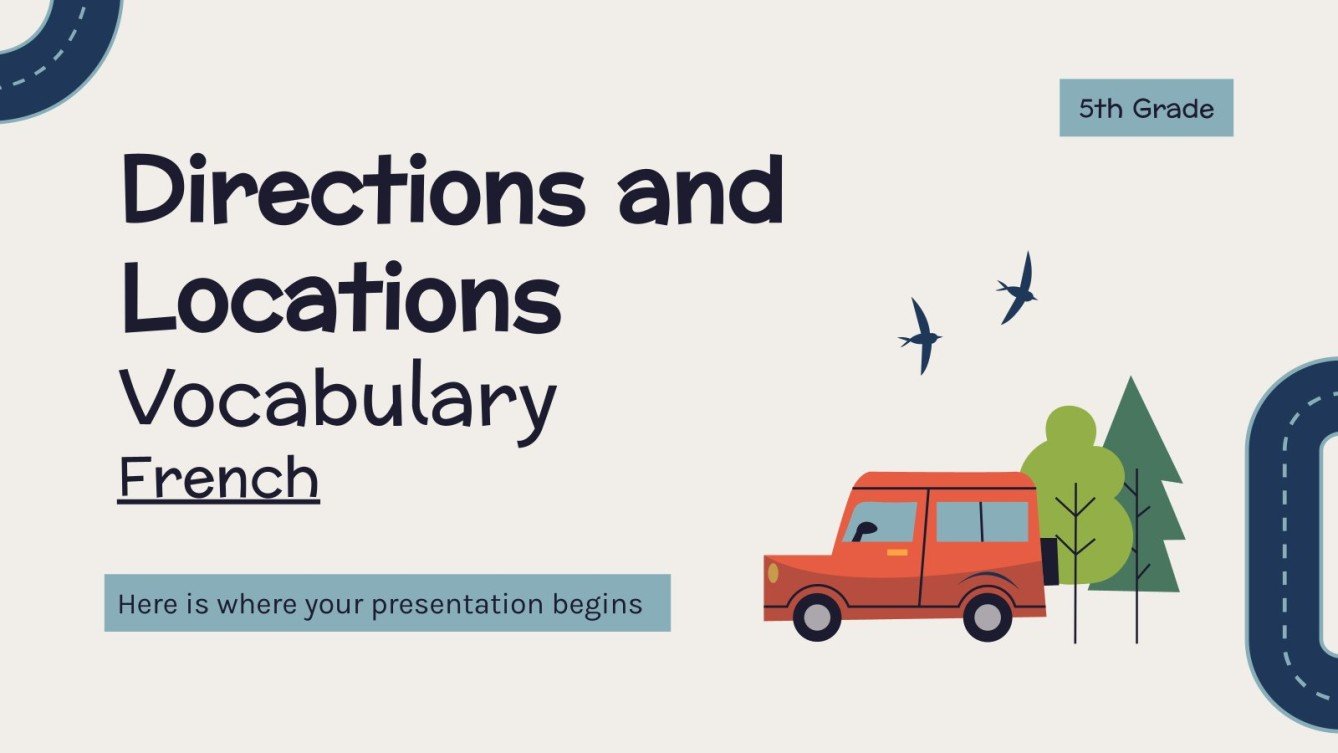 Directions and Locations Vocabulary - French - 5th Grade