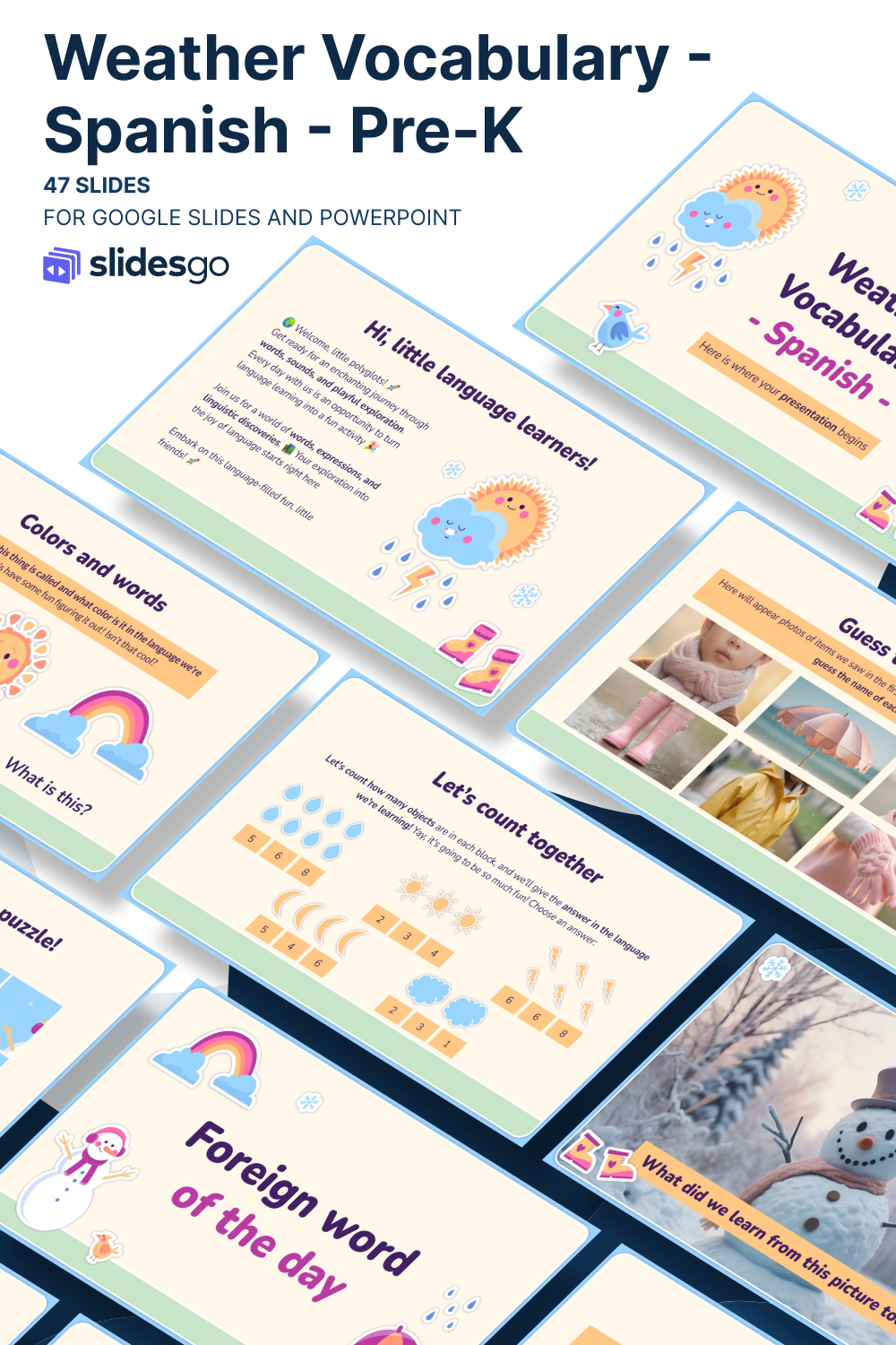 Weather Vocabulary - Spanish - Pre-K Presentation