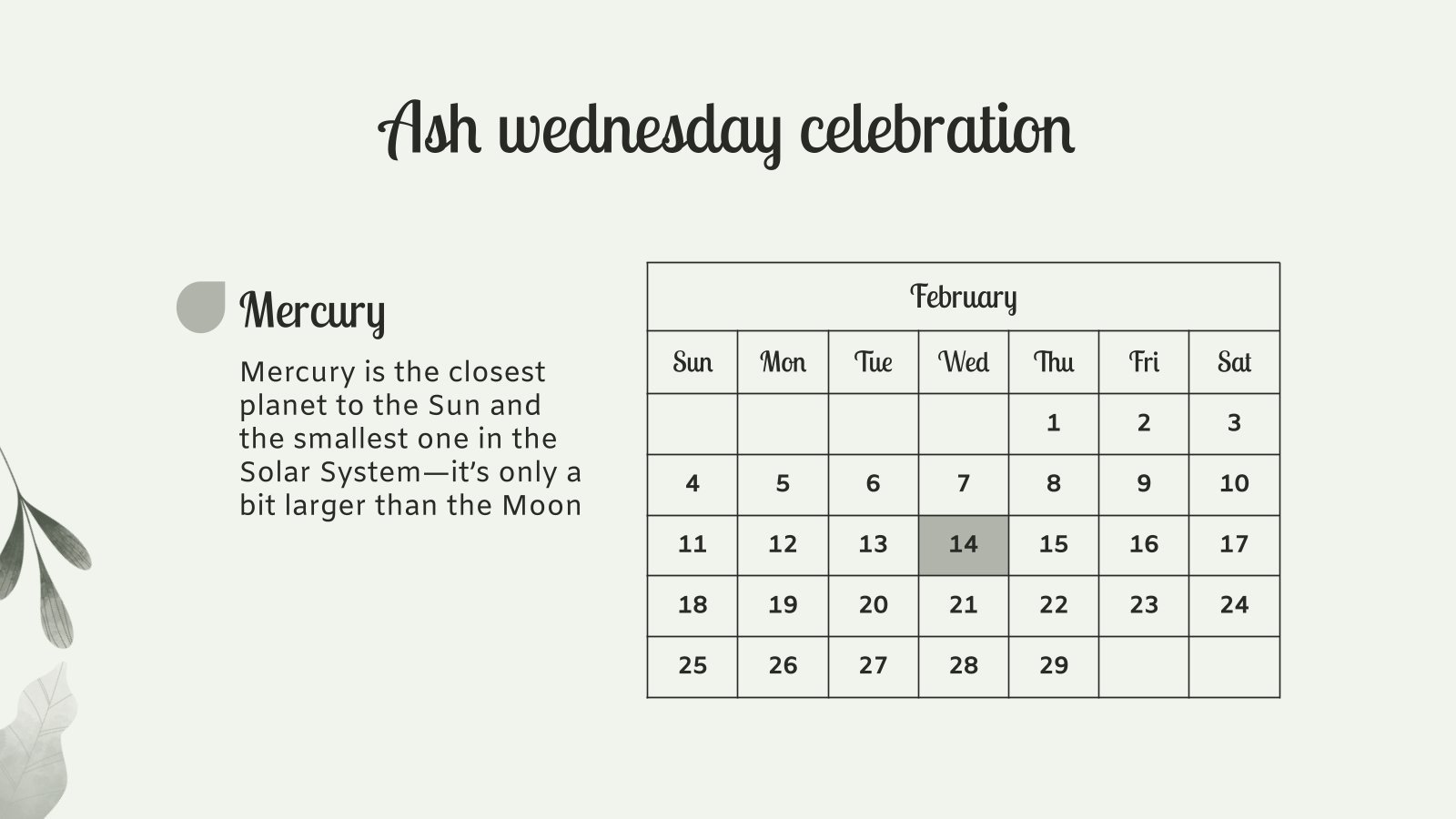 Ash Wednesday Presentation