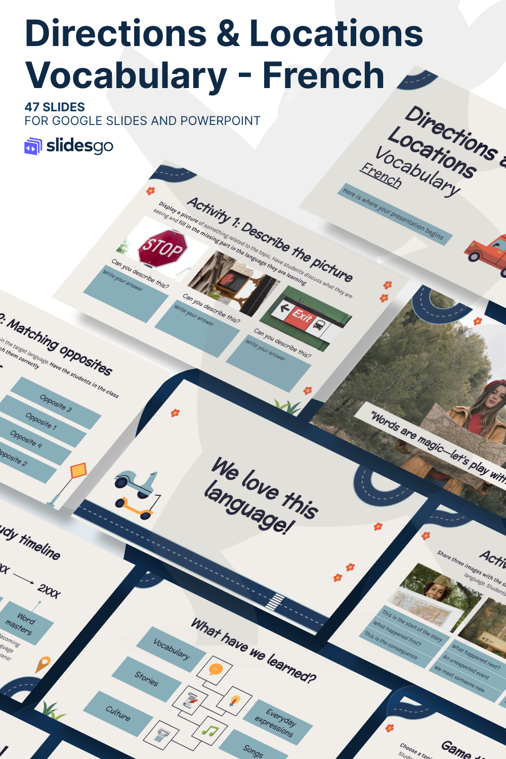 Directions and Locations Vocabulary - French - 5th Grade