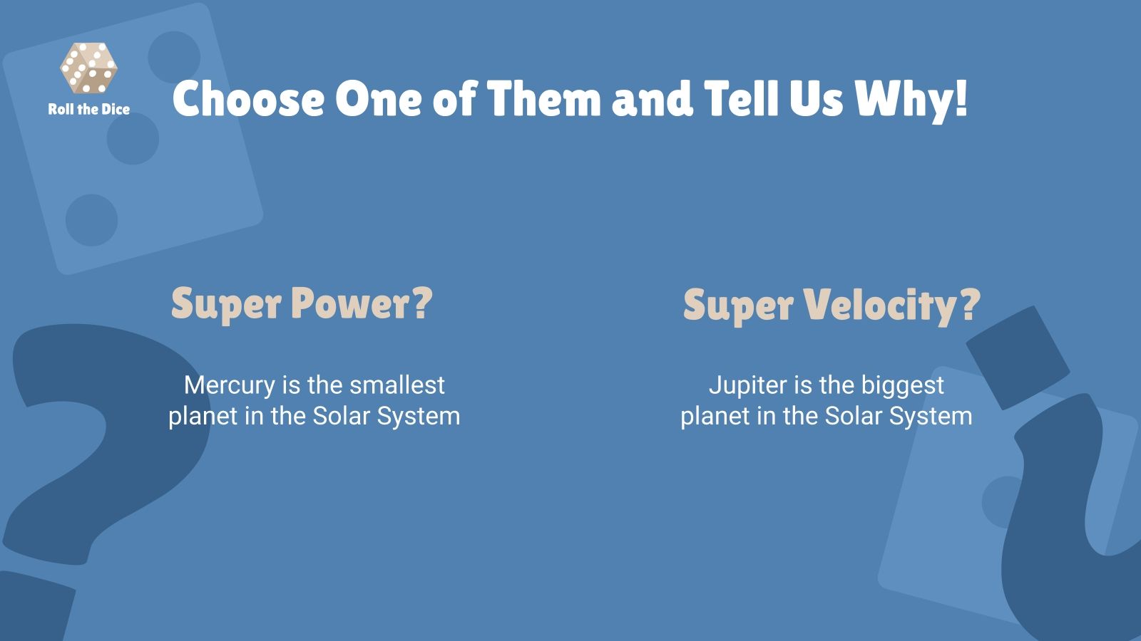 Juegos con dados para clase | Plantilla de Google Slides y PPT