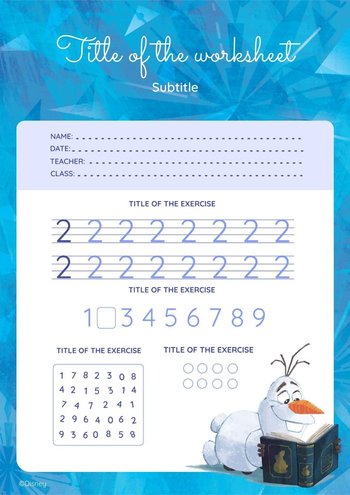 Frozen Math Worksheet Template