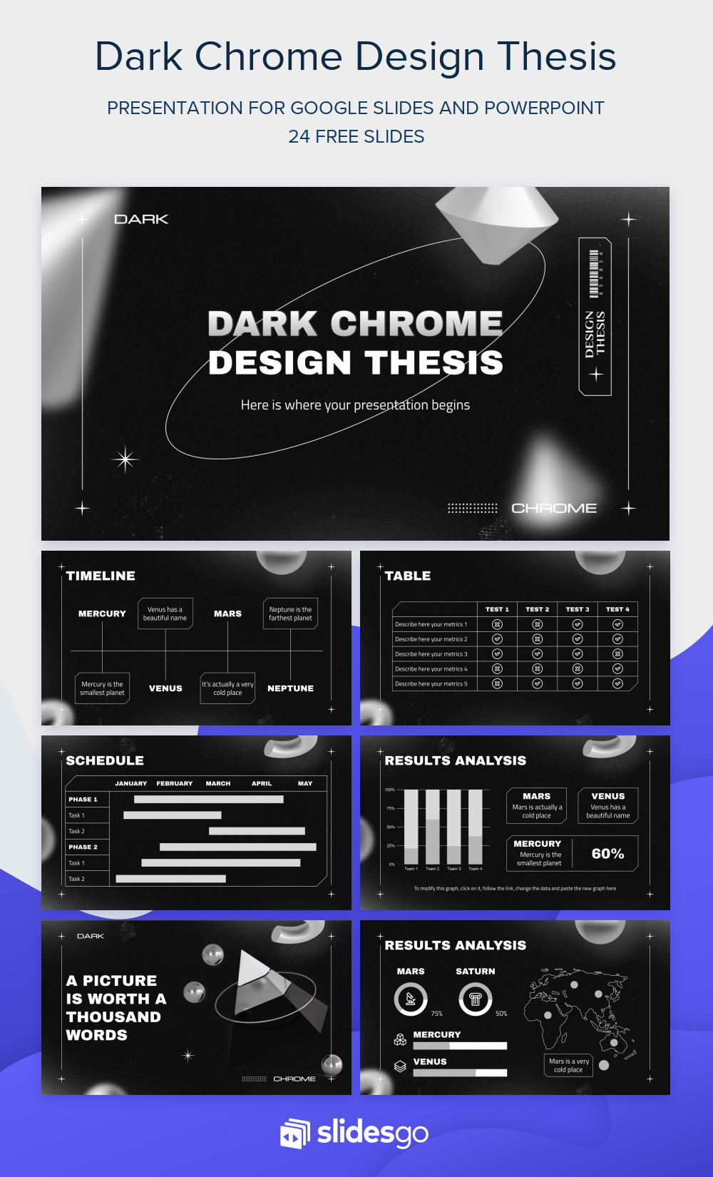 Dark Chrome Design Thesis | Google Slides & PPT template
