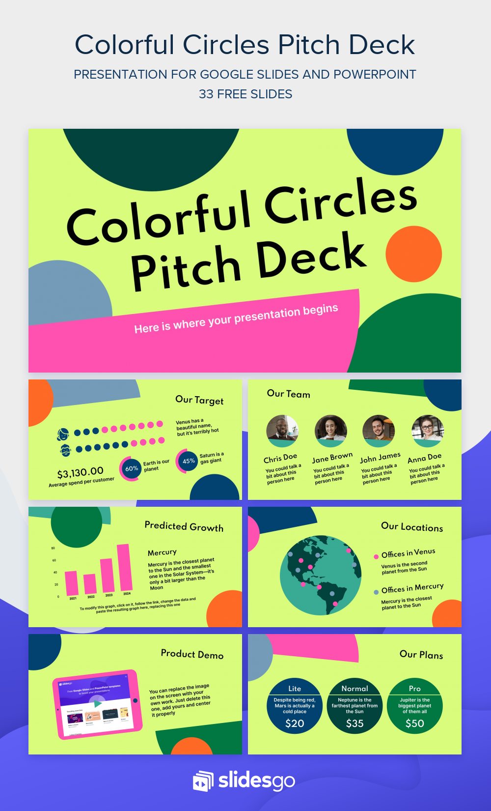 Colorful Circles Pitch Deck | Google Slides & PPT template