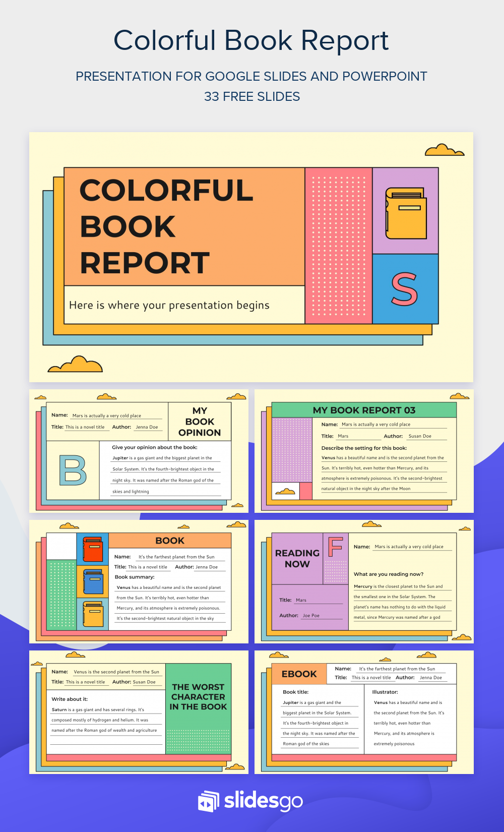 Colorful Book Report | Google Slides and PowerPoint theme