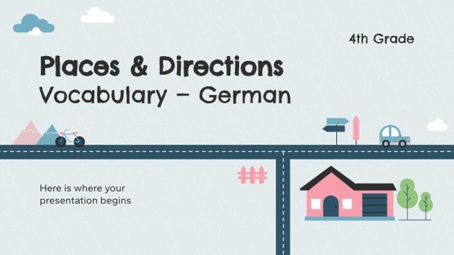 Places and Directions Vocabulary - German - 4th Grade