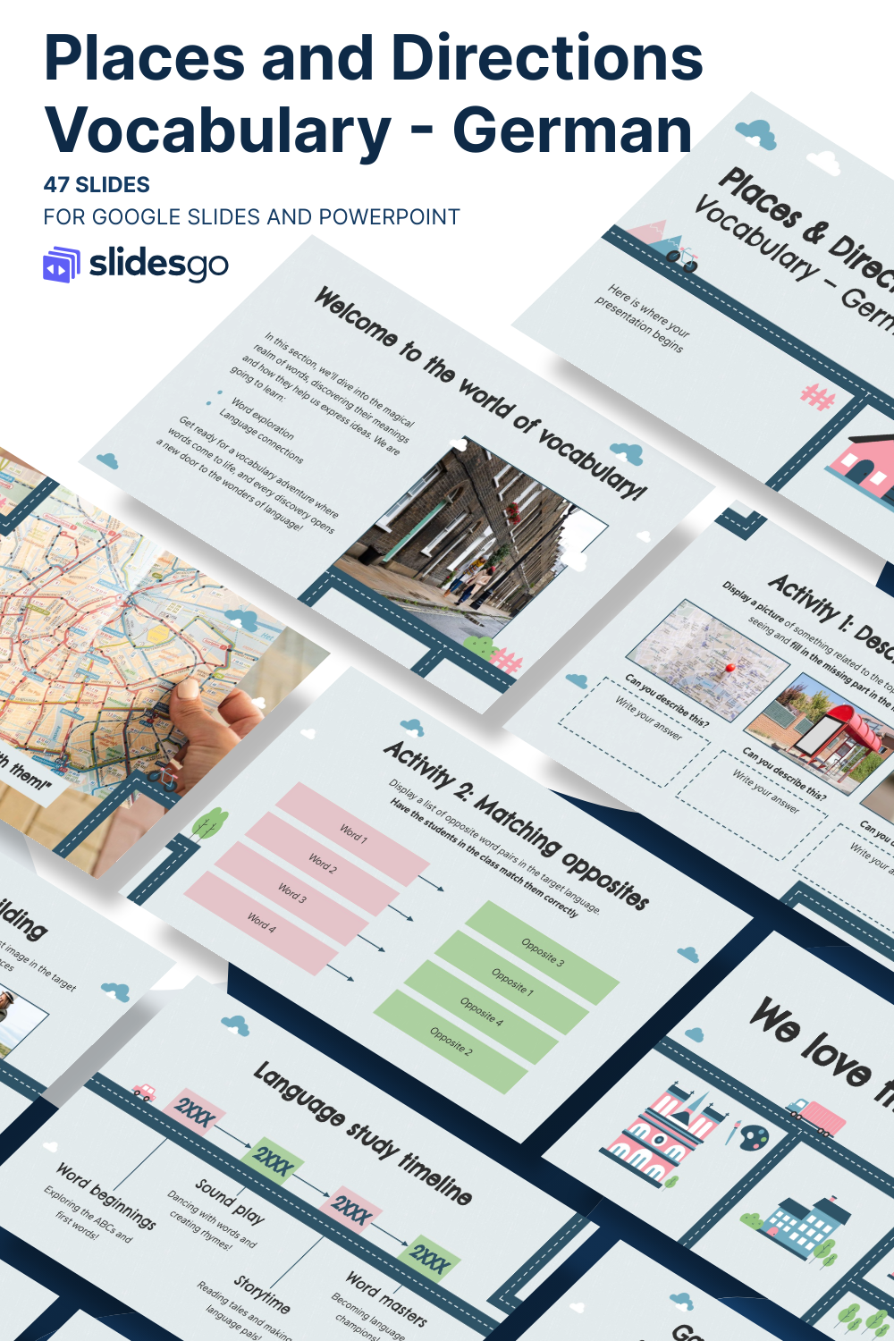 Places and Directions Vocabulary - German - 4th Grade