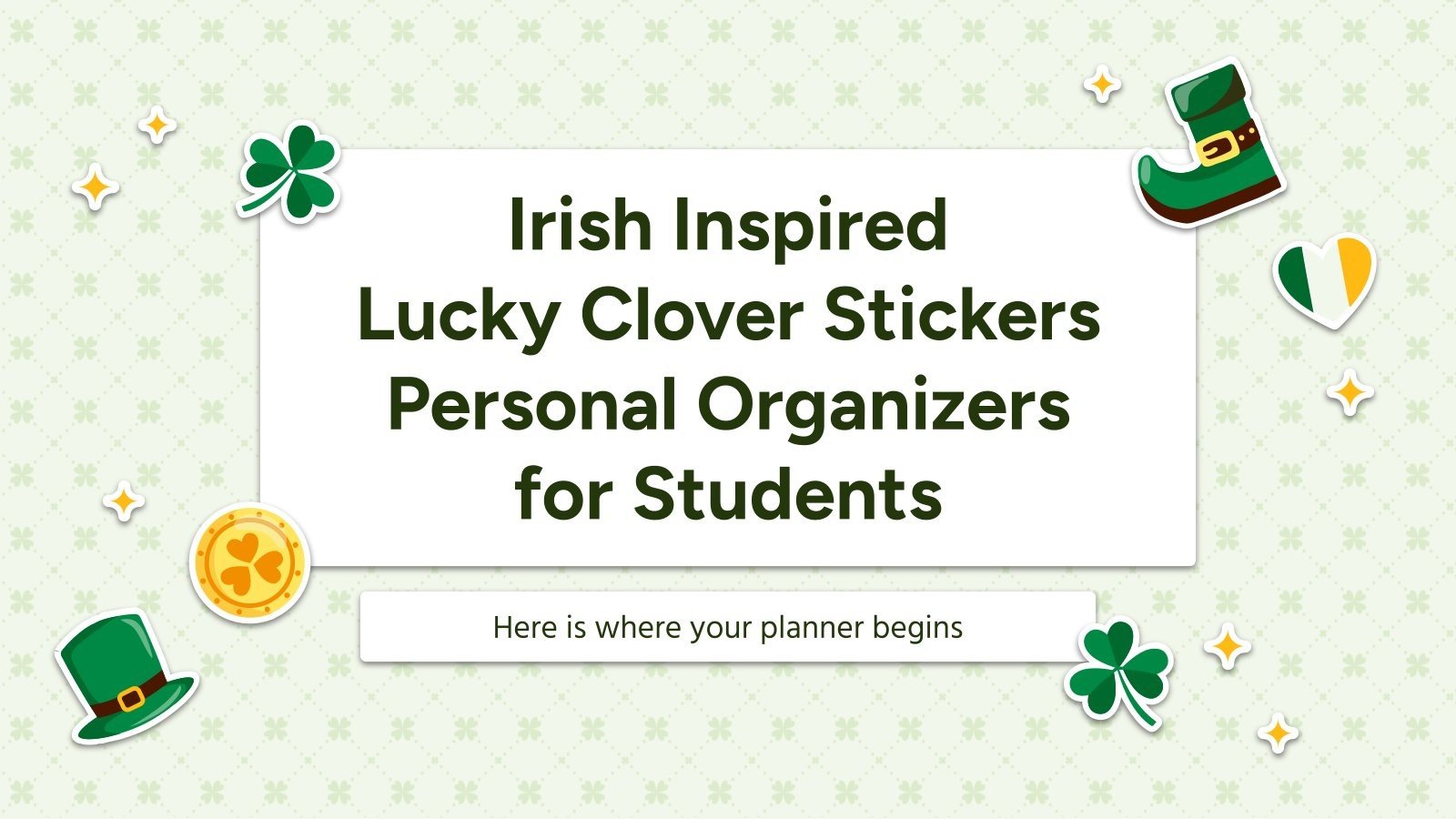 Irish Inspired Lucky Clover Stickers Personal Organizers