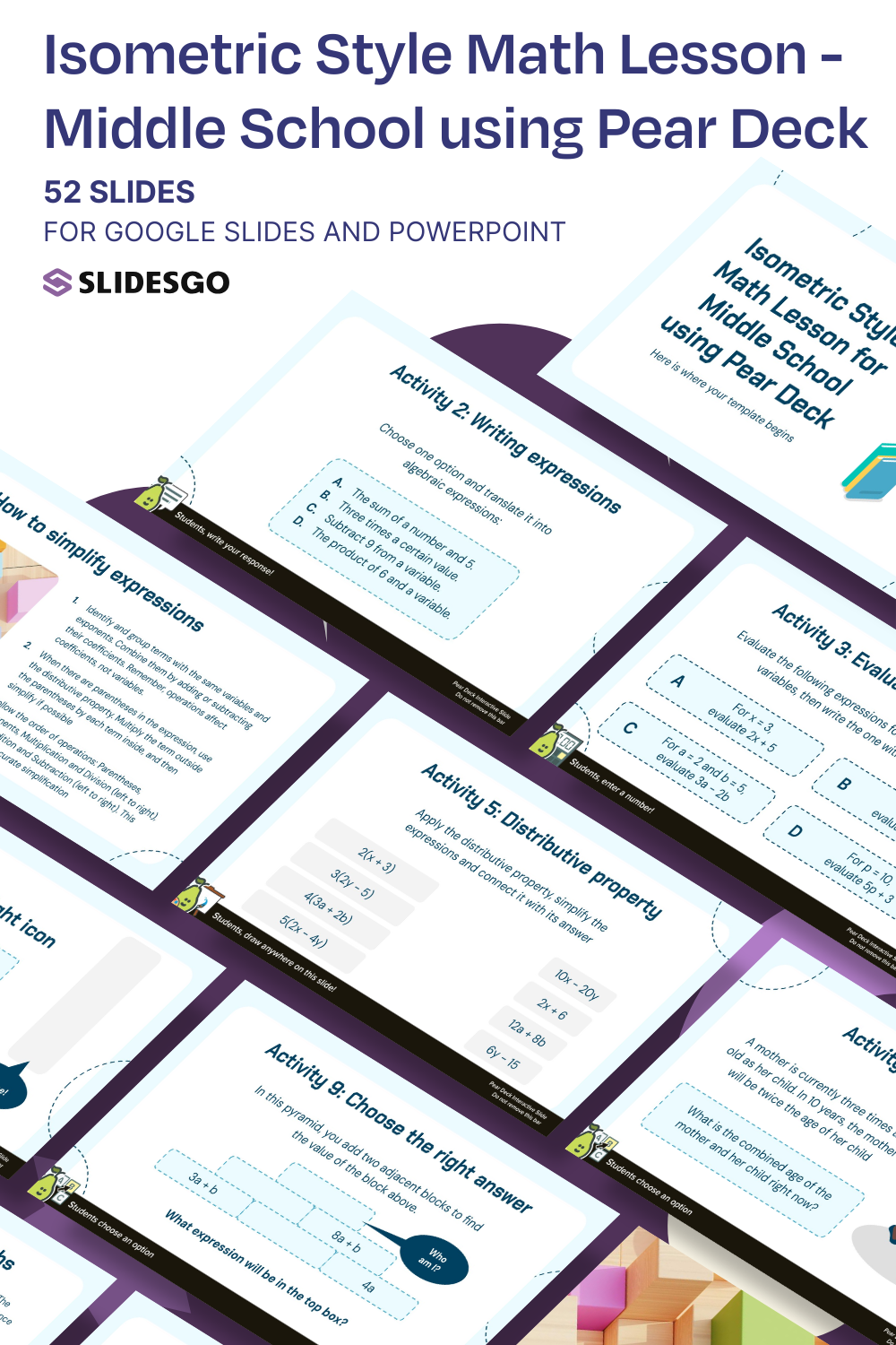 Isometric Style Math Lesson for Middle School for Pear Deck