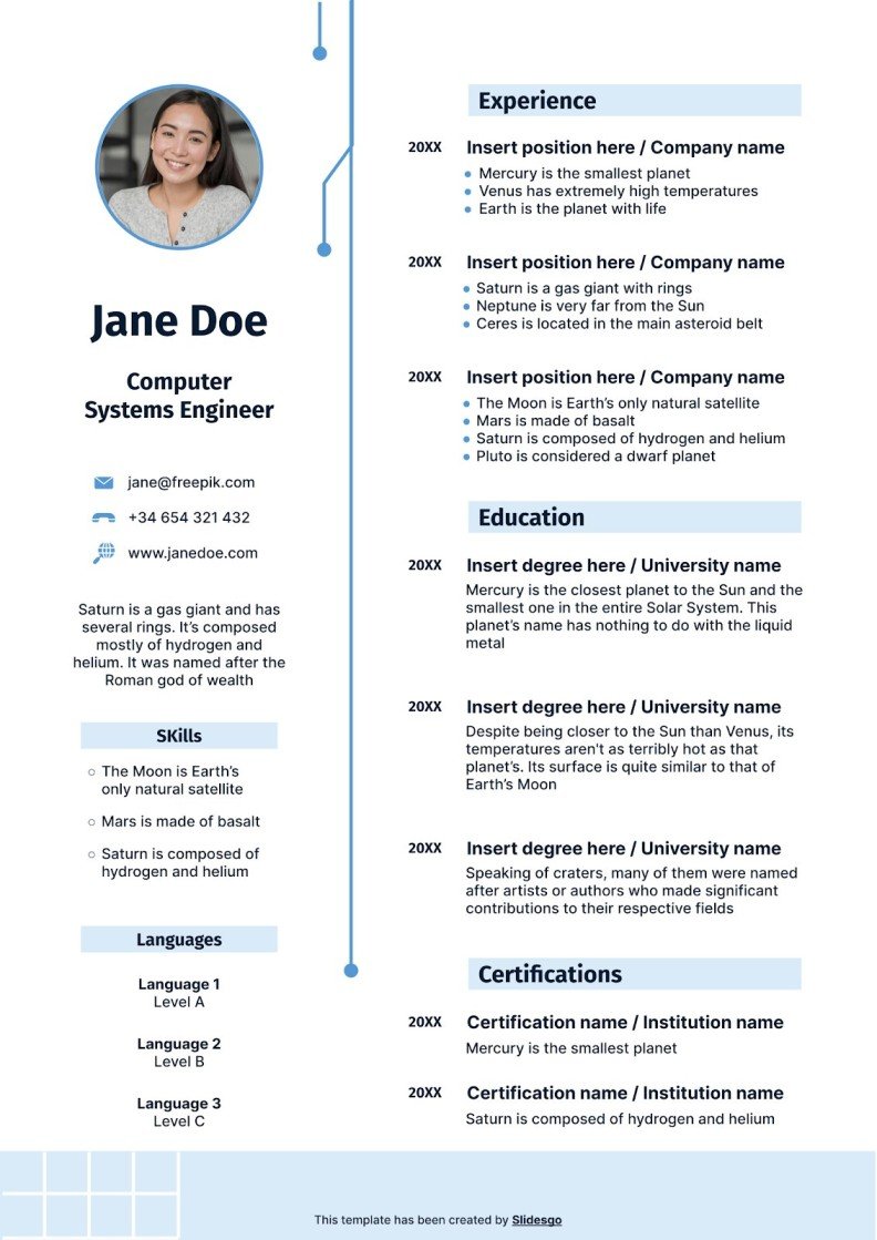 Control Systems Engineer Resume Presentation