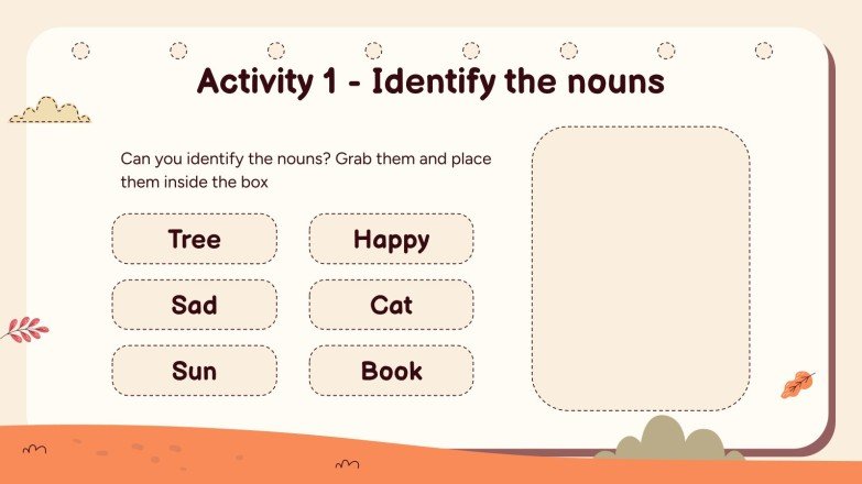 Activity Booklet: Adjectives, Nouns, and Verbs Presentation