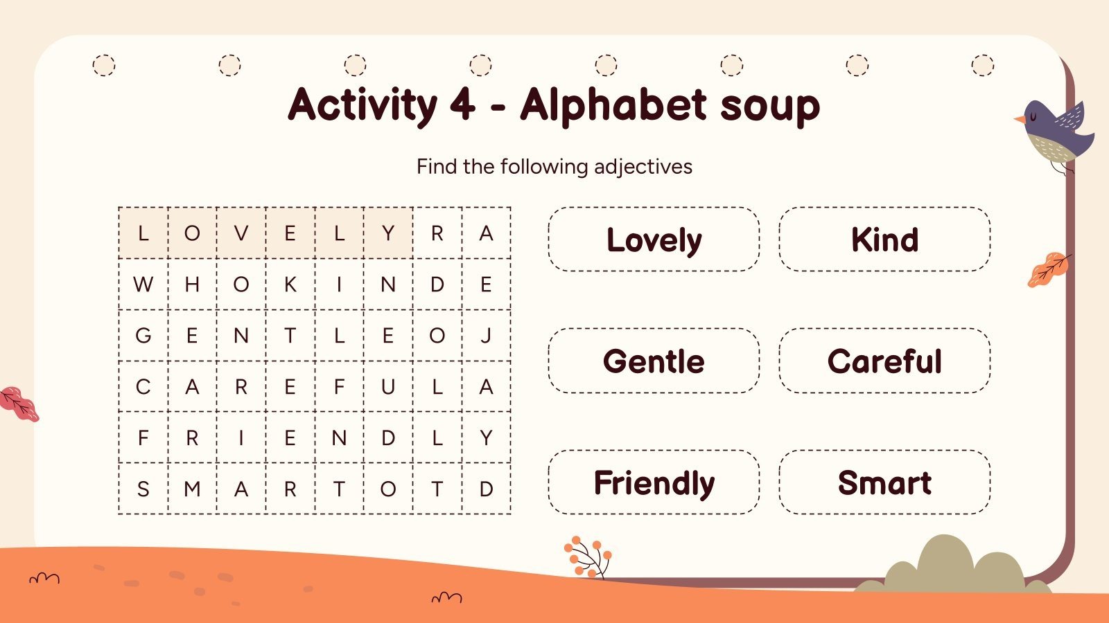 Activity Booklet: Adjectives, Nouns, and Verbs Presentation