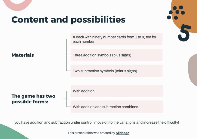 Card Game to Improve Mental Arithmetic Skills Presentation