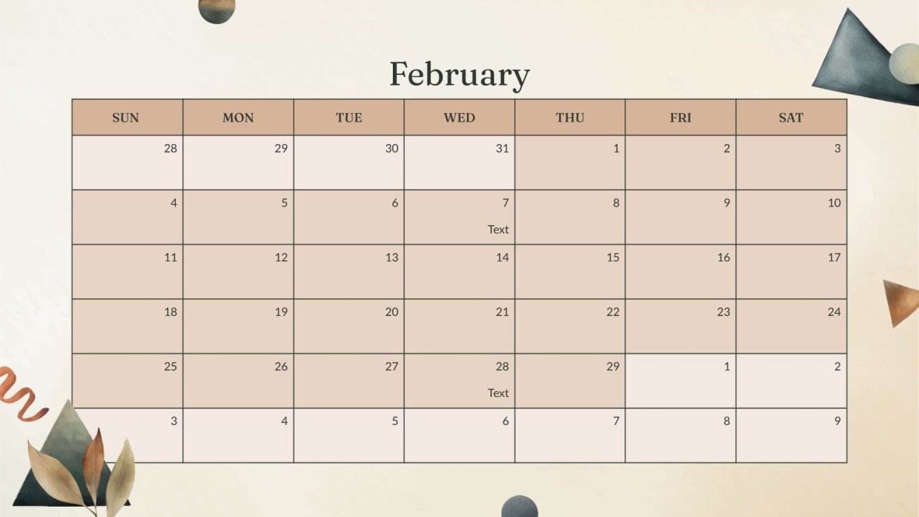 Watercolor Calendar Template