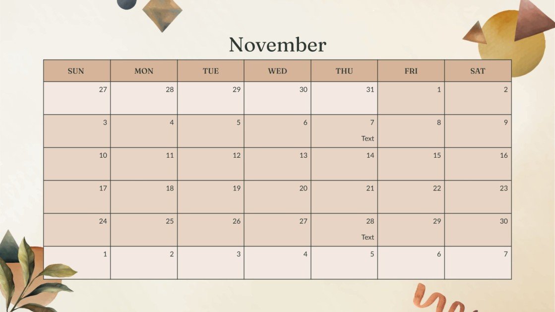 Watercolor Calendar Template