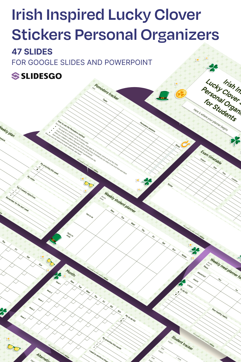 Irish Inspired Lucky Clover Stickers Personal Organizers