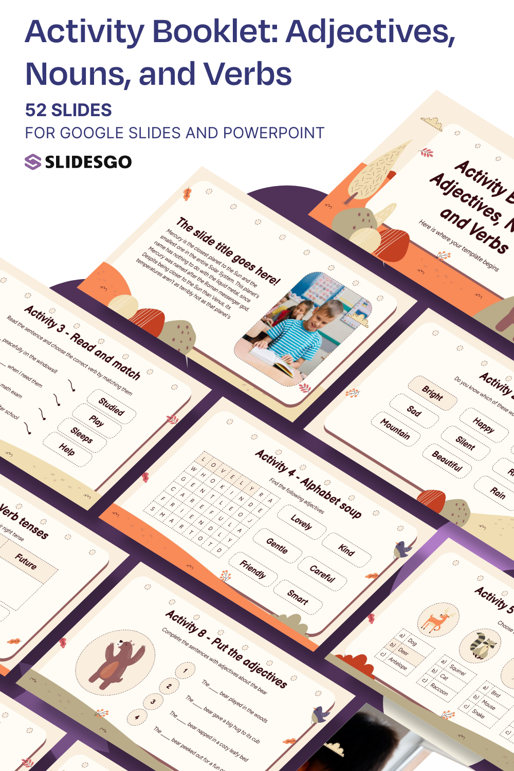 Activity Booklet: Adjectives, Nouns, and Verbs Presentation