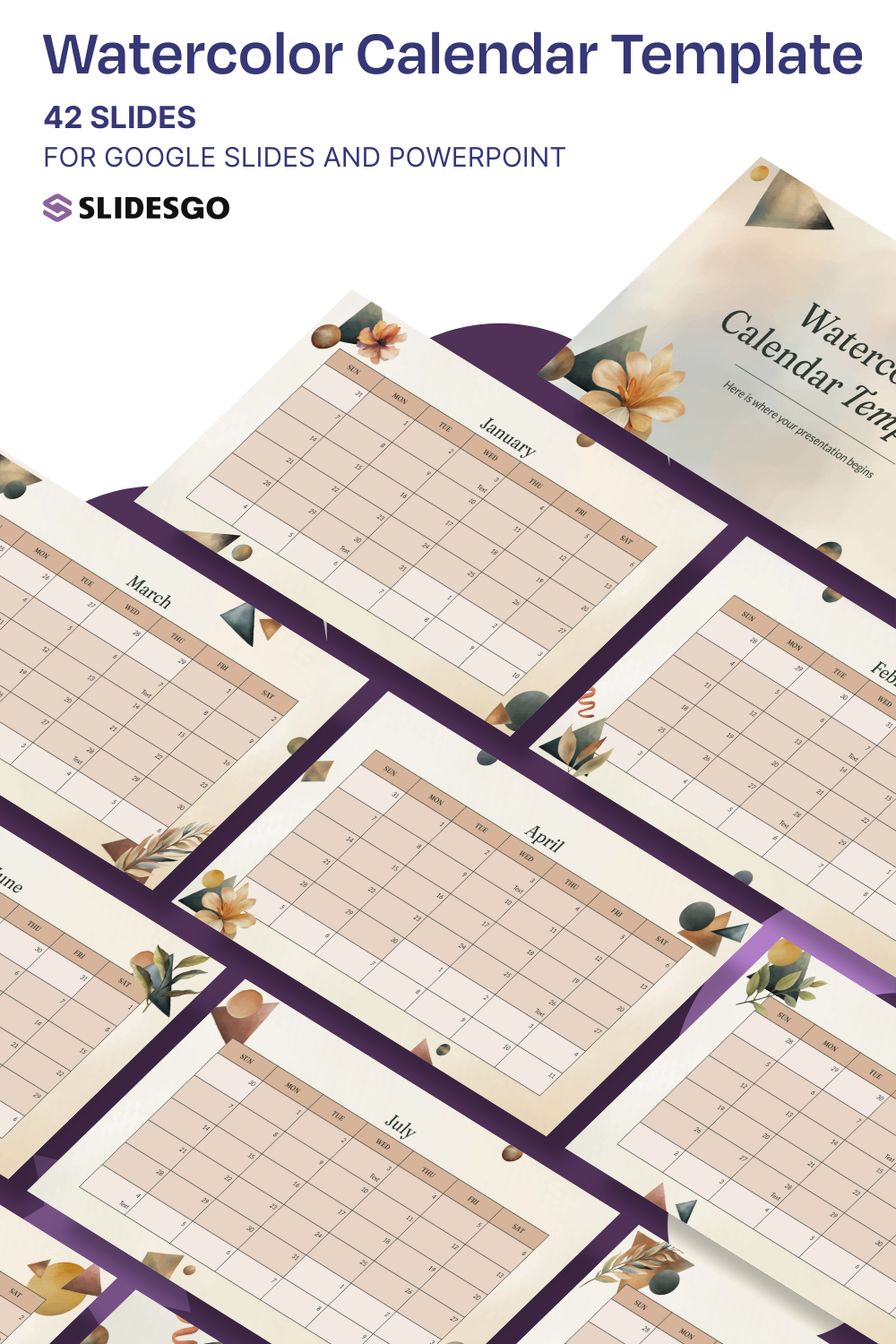 Watercolor Calendar Template