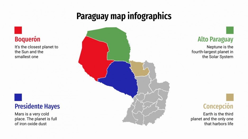 Infográficos de mapas do Paraguai | Google Slides e PPT