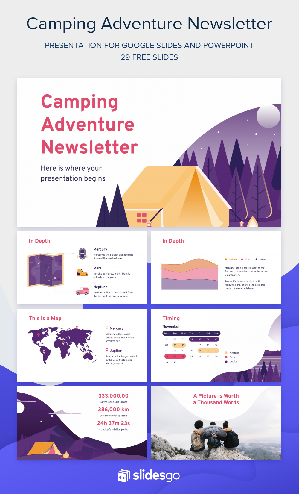 Camping Adventure Newsletter | Google Slides & PowerPoint