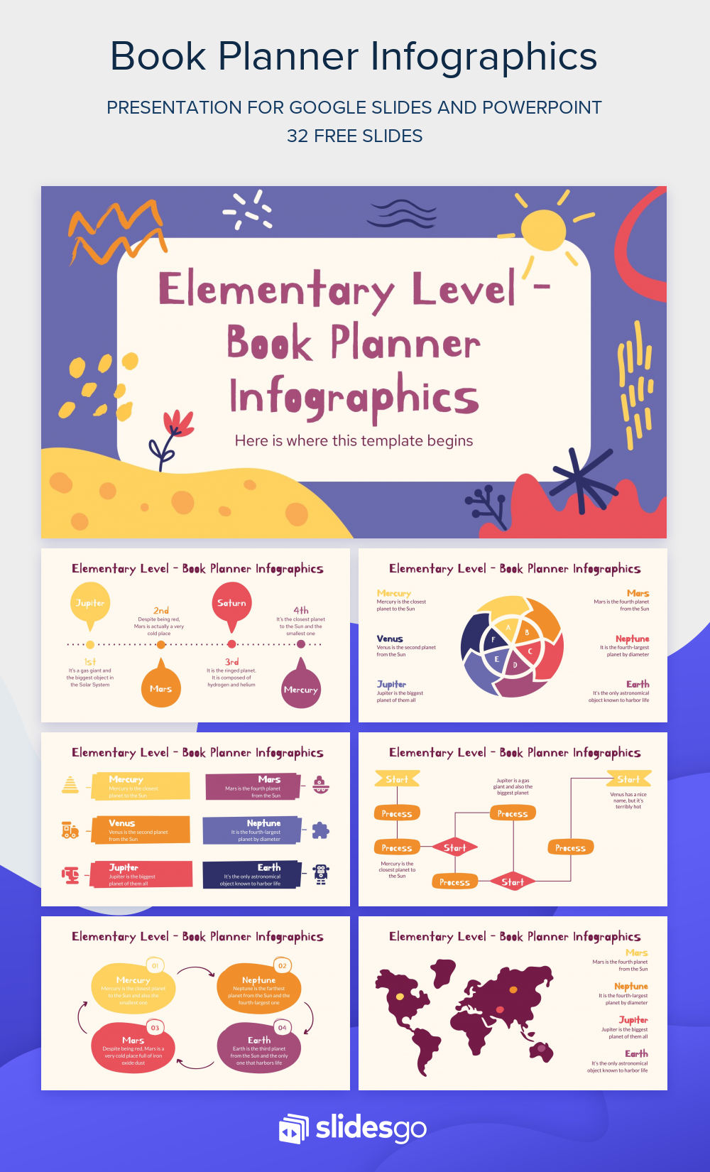 Elementary Book Planner Infographics | Google Slides & PPT