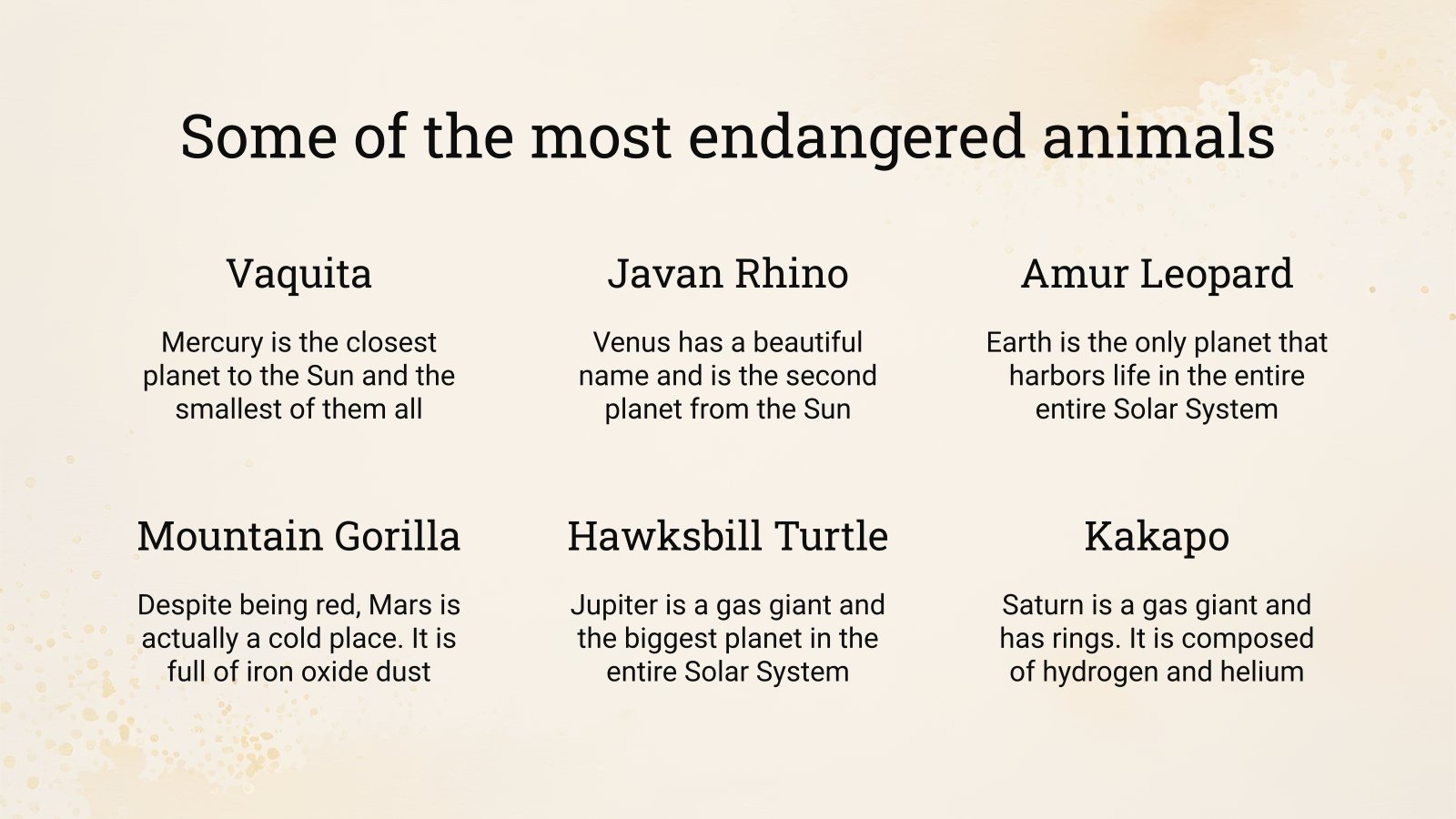 Endangered Animals of the World Presentation
