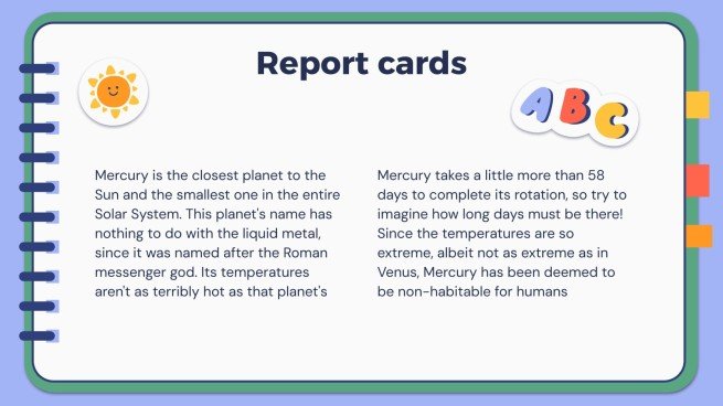 Report Card for Elementary School Presentation