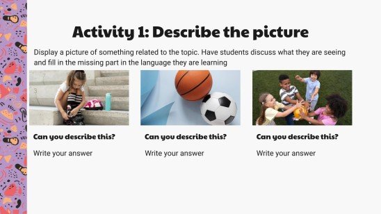 Sports and Leisure Activities Vocabulary - 5th Grade